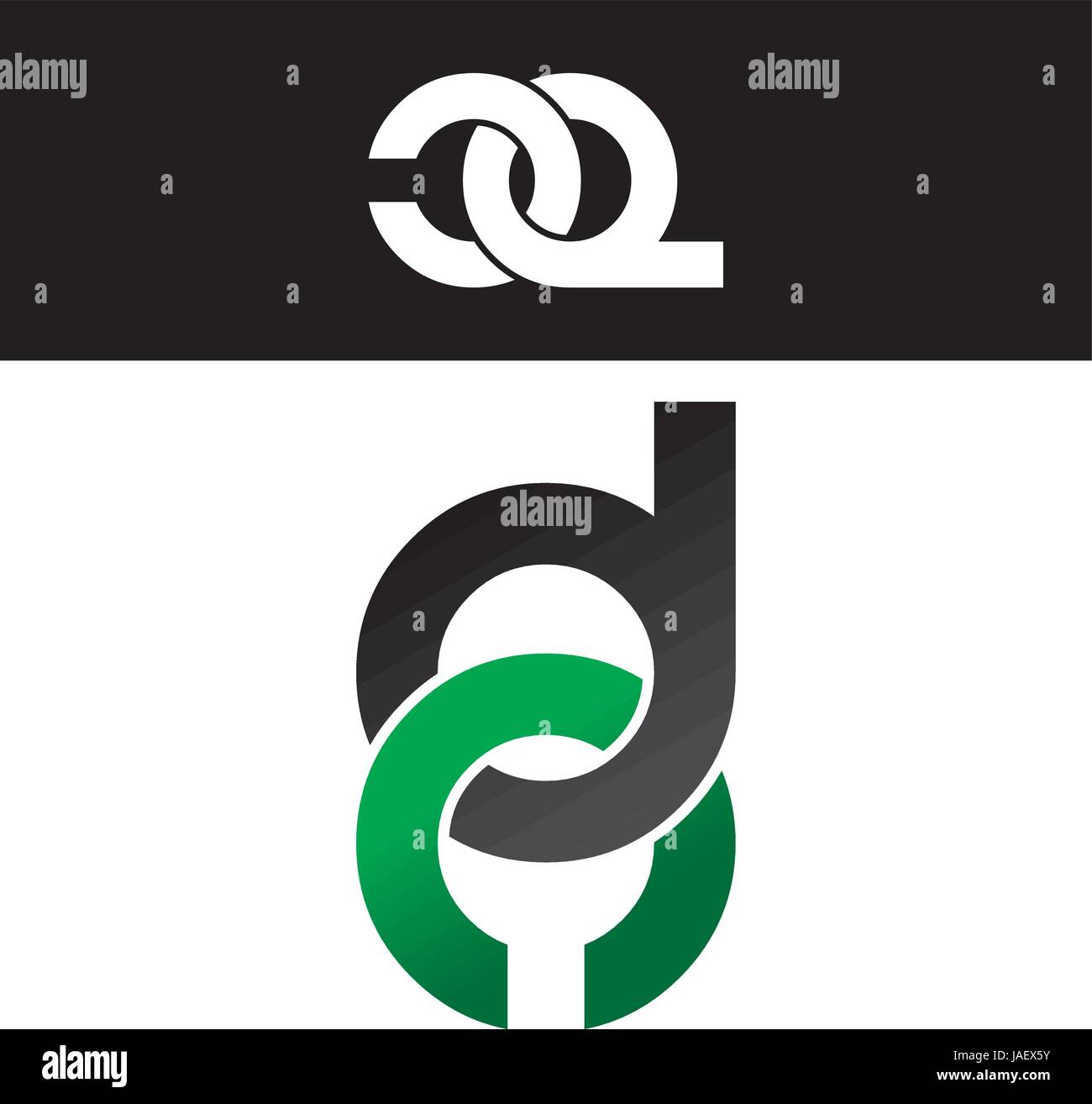 initial letter linked overlapped uppercase logo green black Stock ...
