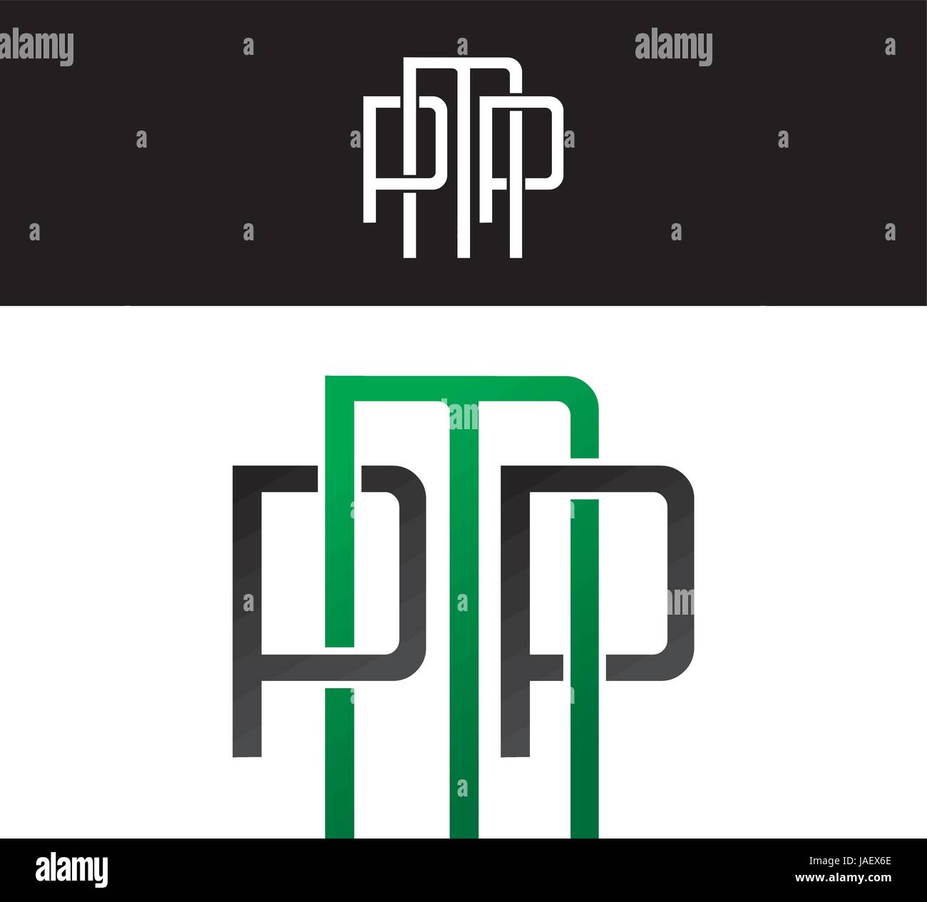 initial letter linked overlapped uppercase logo green black Stock ...