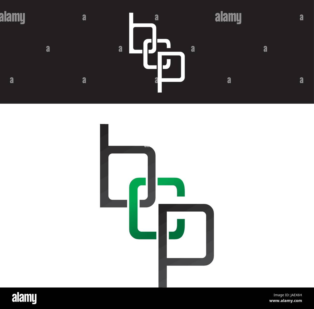 initial letter linked overlapped uppercase logo green black Stock ...