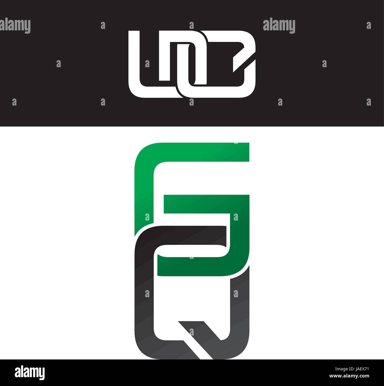 initial letter linked overlapped uppercase logo green black Stock ...