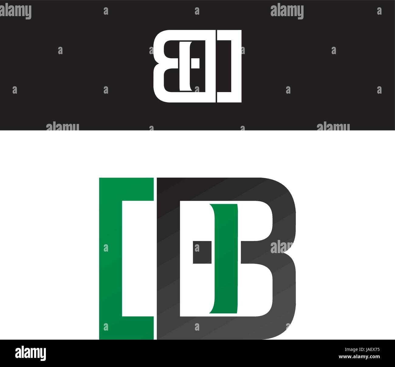 initial letter linked overlapped uppercase logo green black Stock ...