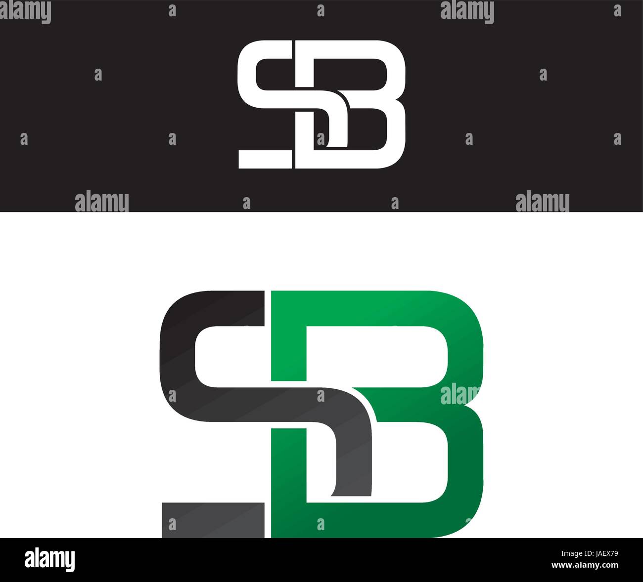 initial letter linked overlapped uppercase logo green black Stock ...