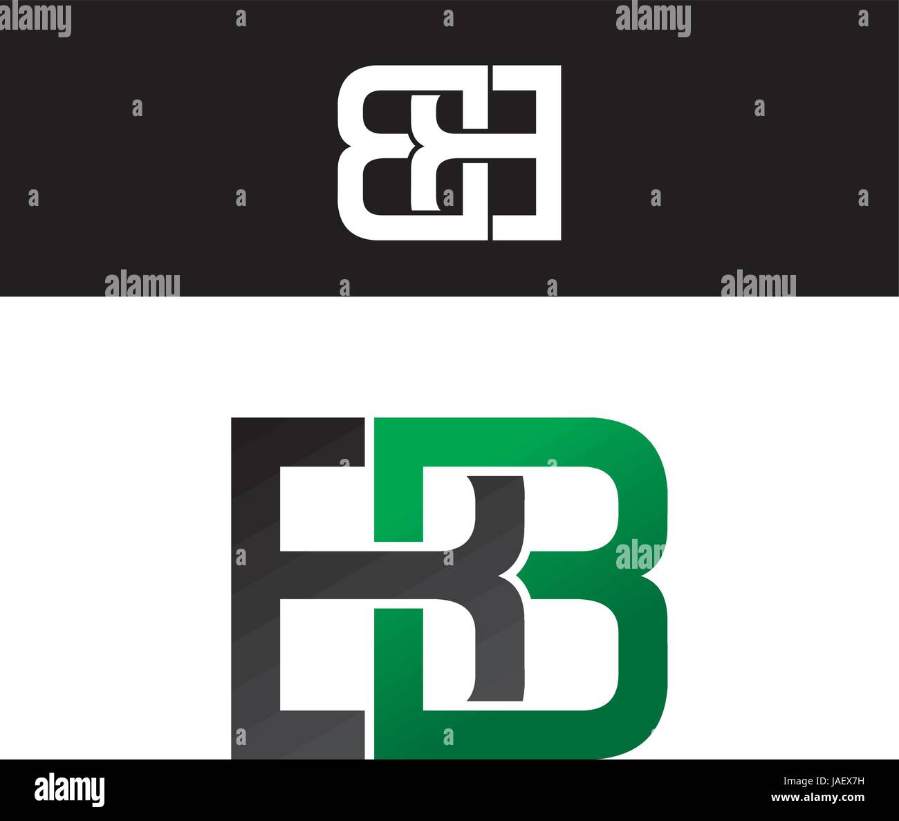 initial letter linked overlapped uppercase logo green black Stock ...