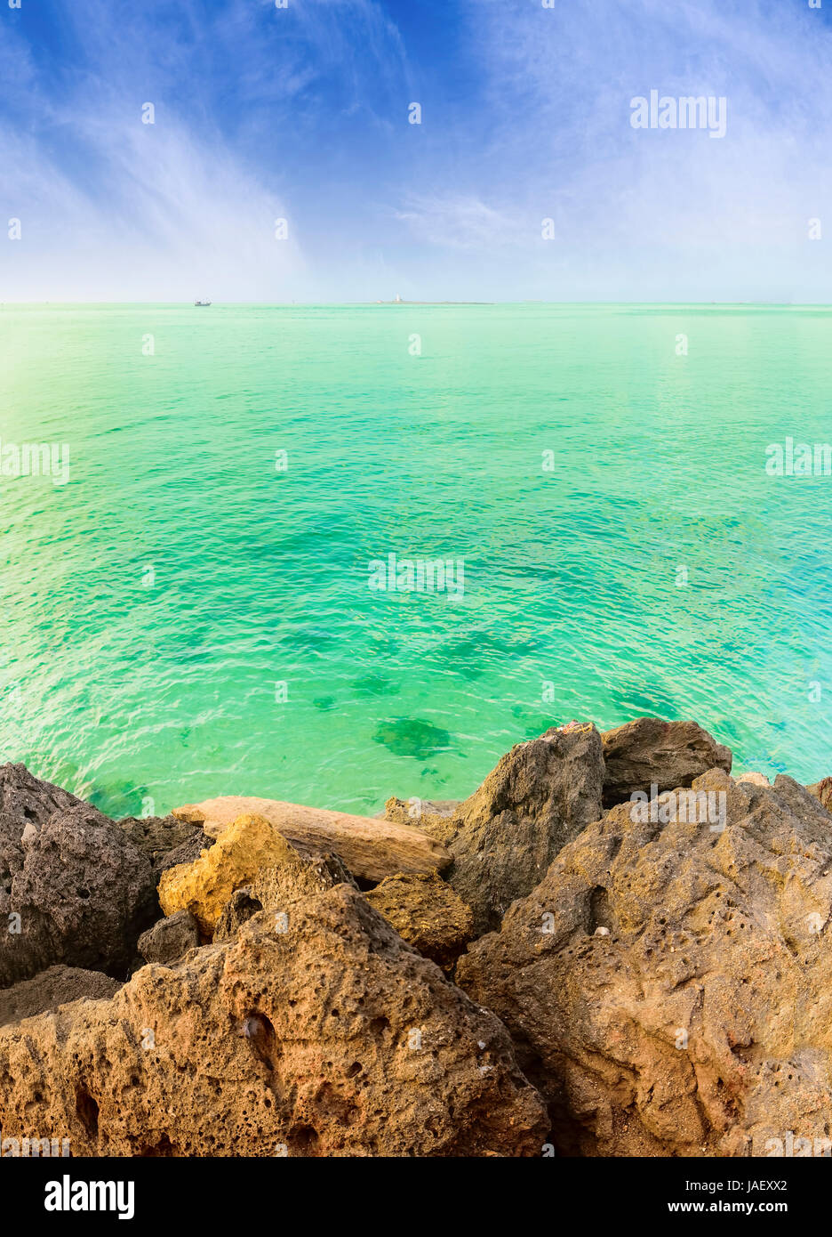 Beautiful summer vertical panoramic view of Serena Beach at Mandvi ...