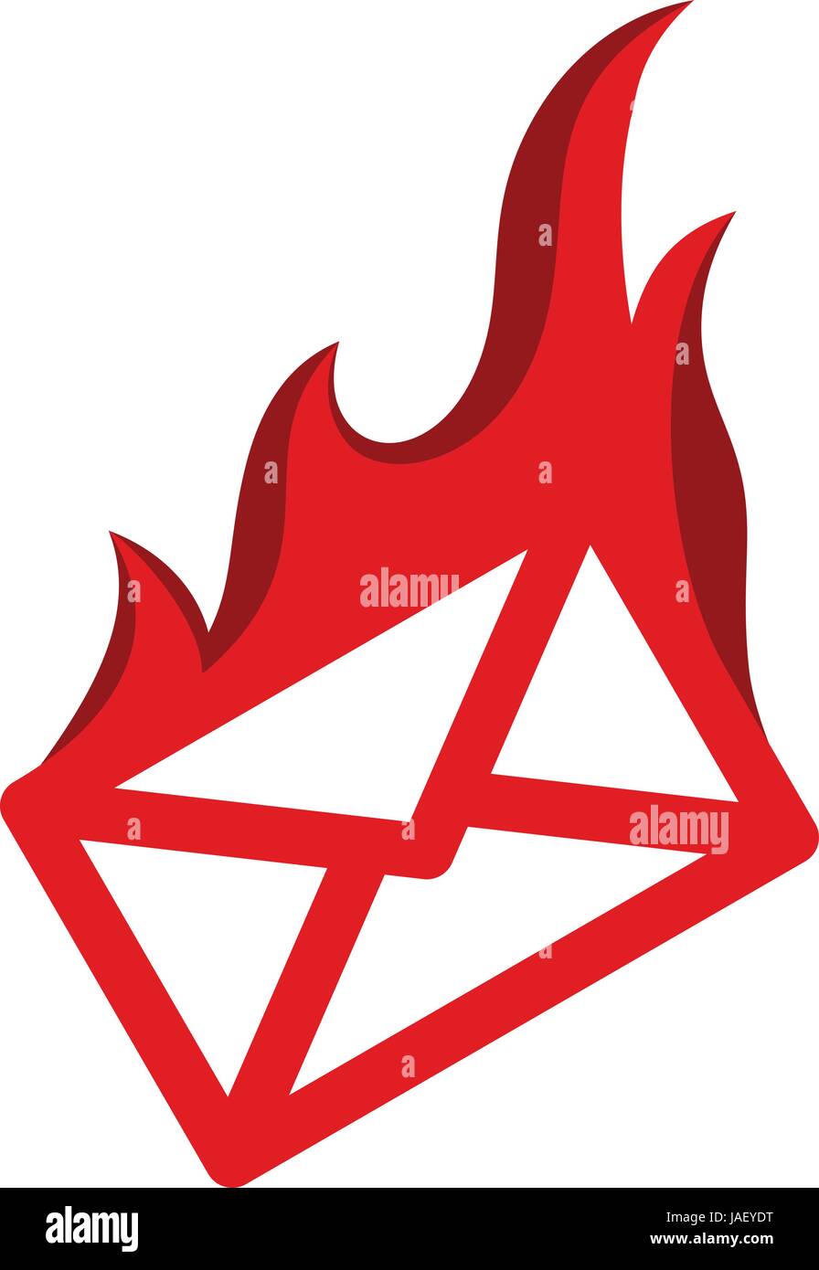 message mail on fire burning red flame hot logo logotype Stock Vector ...