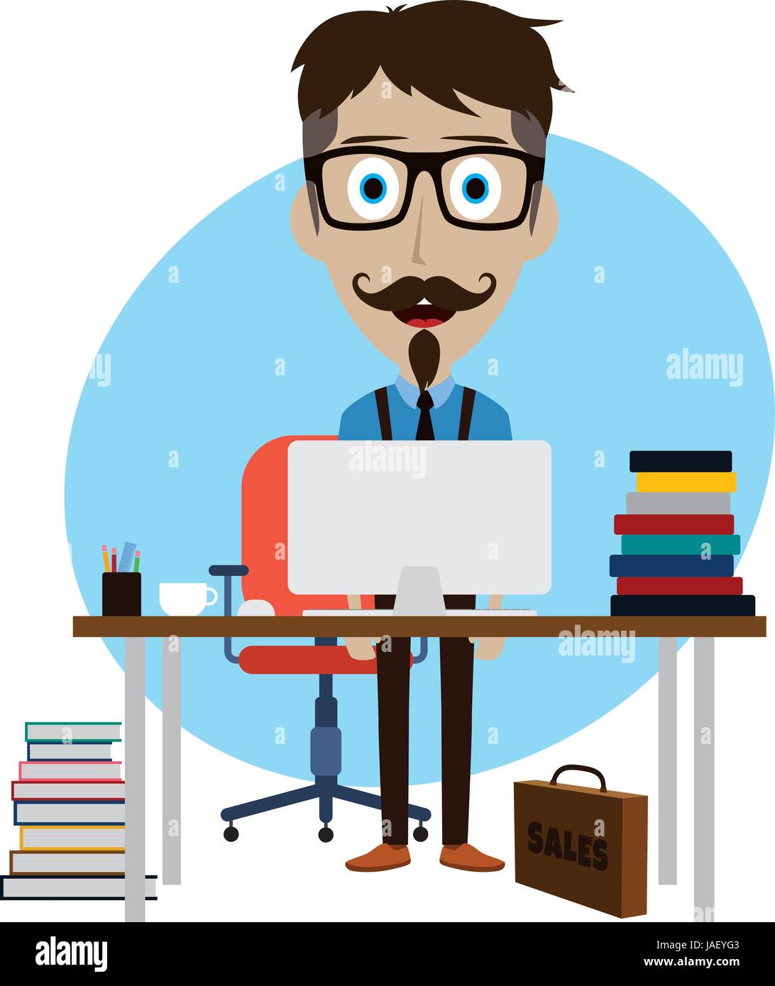 Man behind desk isolated front hi-res stock photography and images - Alamy