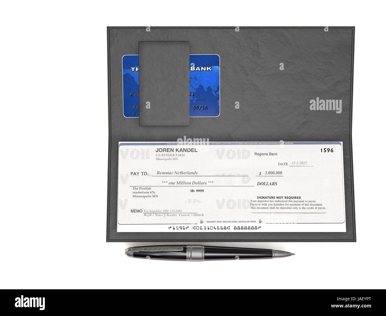 Illustration rendering and isolated checkbook, check and pen Stock ...