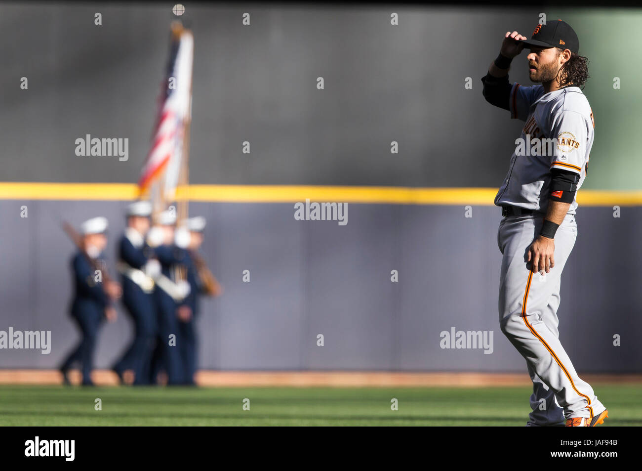 Milwaukee, WI, USA. 6th June, 2017. San Francisco Giants shortstop ...