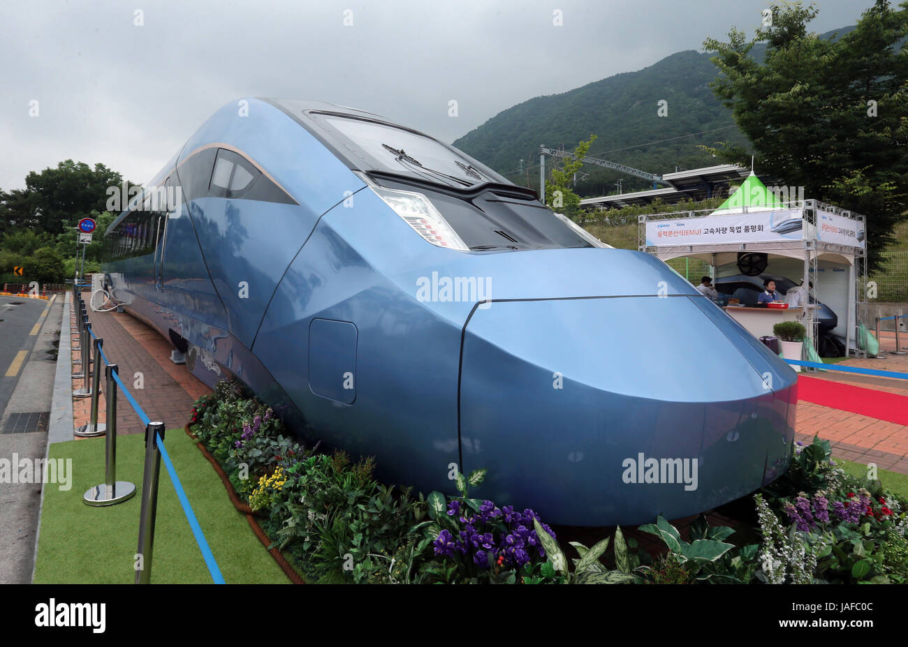 Model of new bullet train This is a life-size model of a new bullet ...