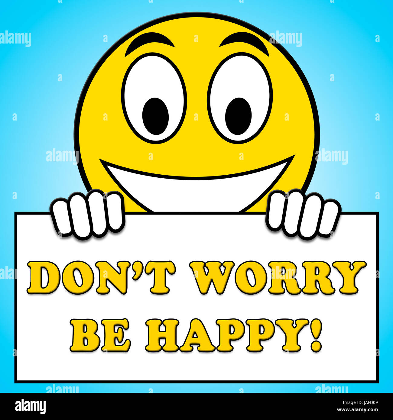Be Happy Indicating Cheerful Placard 3d Illustration Stock Photo - Alamy