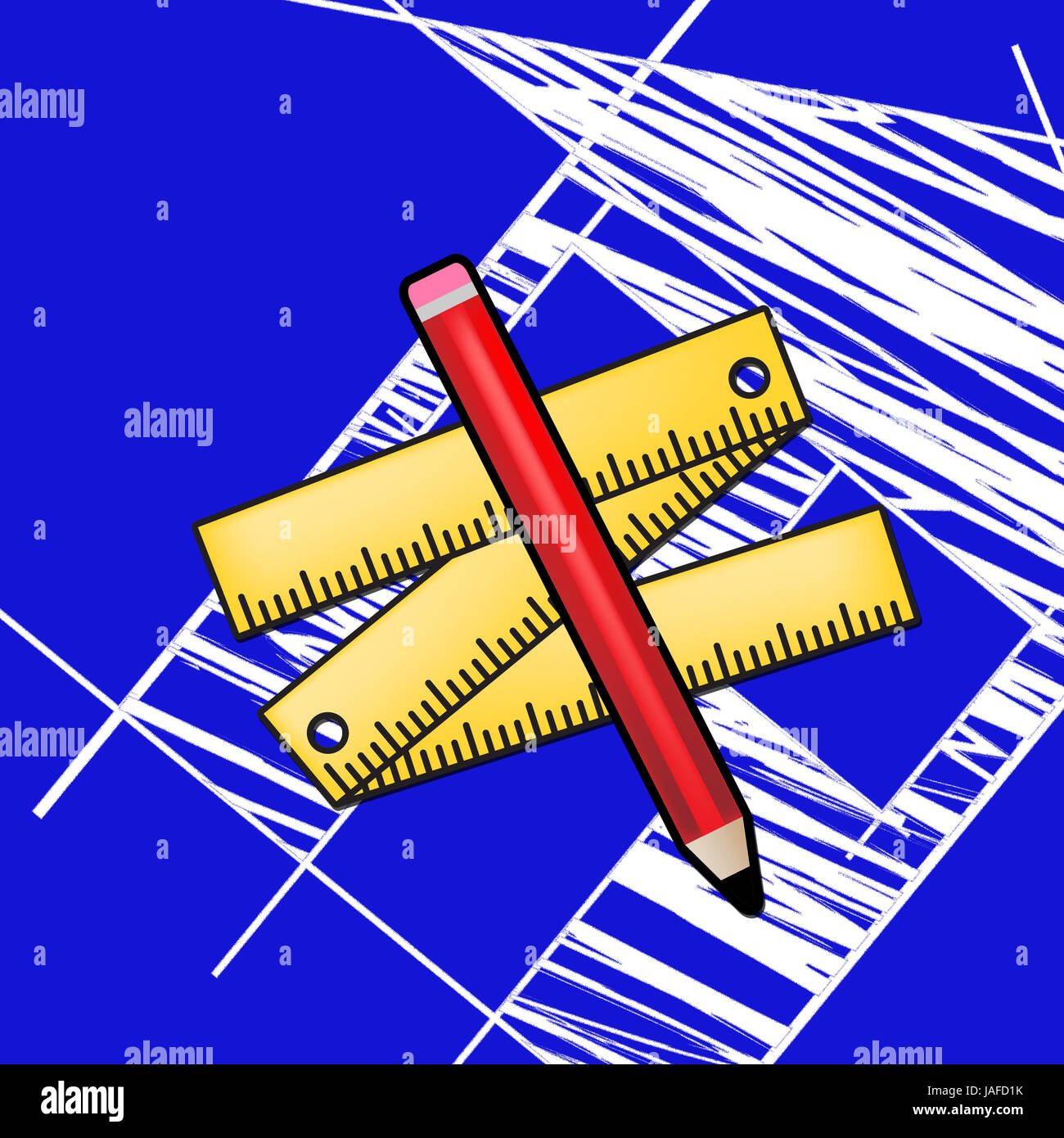 Technical Drawing Showing Design Equipment 3d Illustration Stock Photo ...