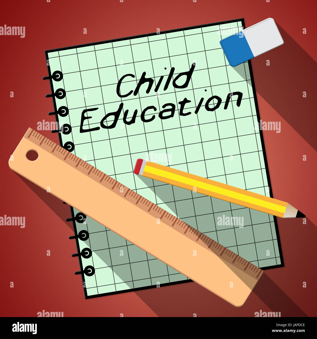 Child Education Notebook Represents Kids School 3d Illustration Stock ...