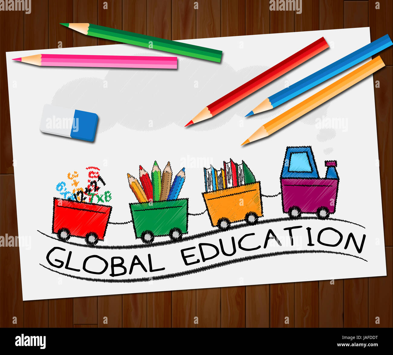 Global Education Train Meaning World Learning 3d Illustration Stock ...