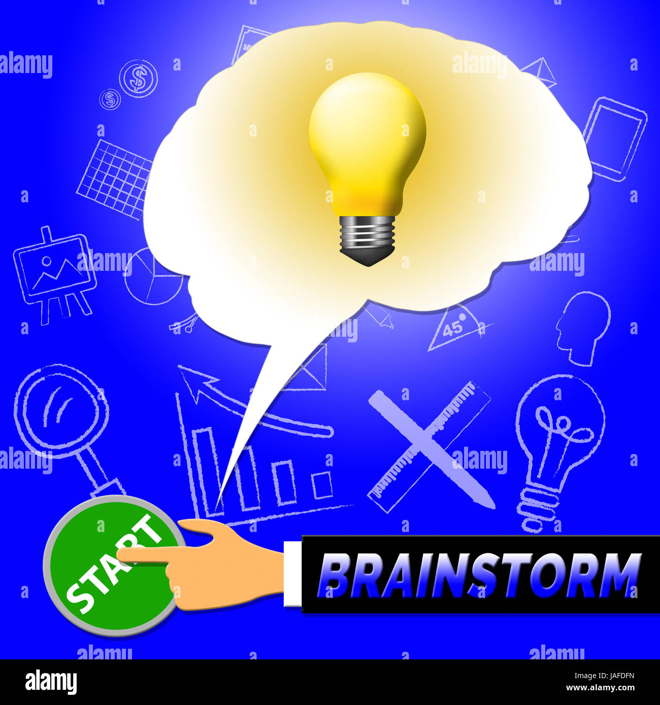 Brainstorm Light Meaning Dream Up 3d Illustration Stock Photo - Alamy