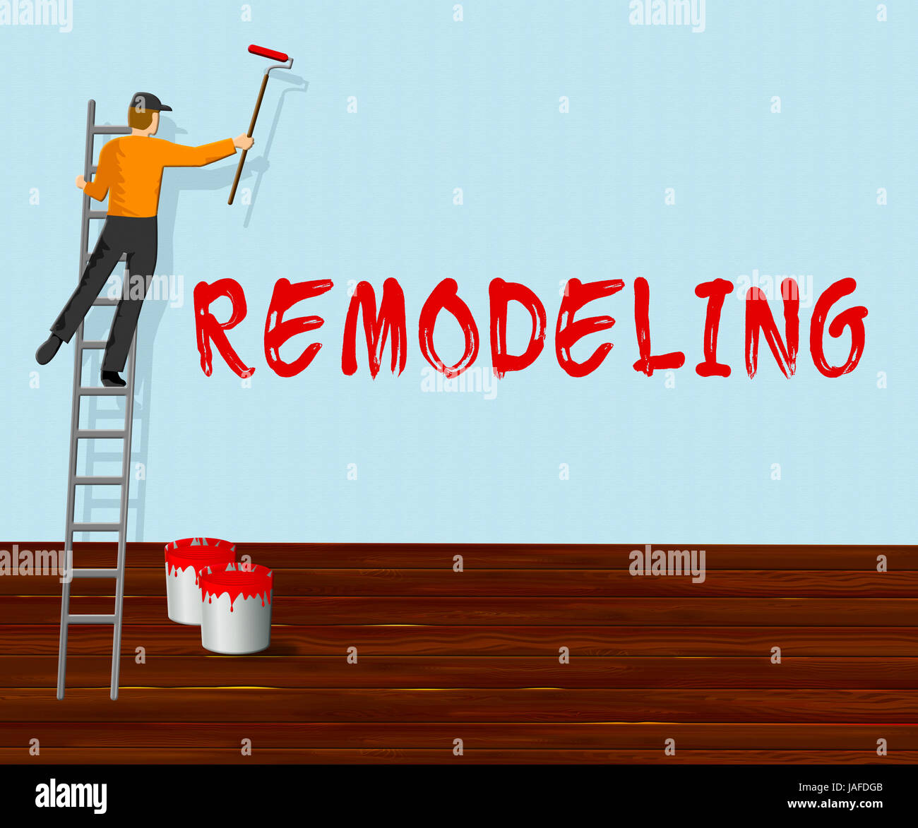 Home Remodeling Showing House Remodeler 3d Illustration Stock Photo - Alamy
