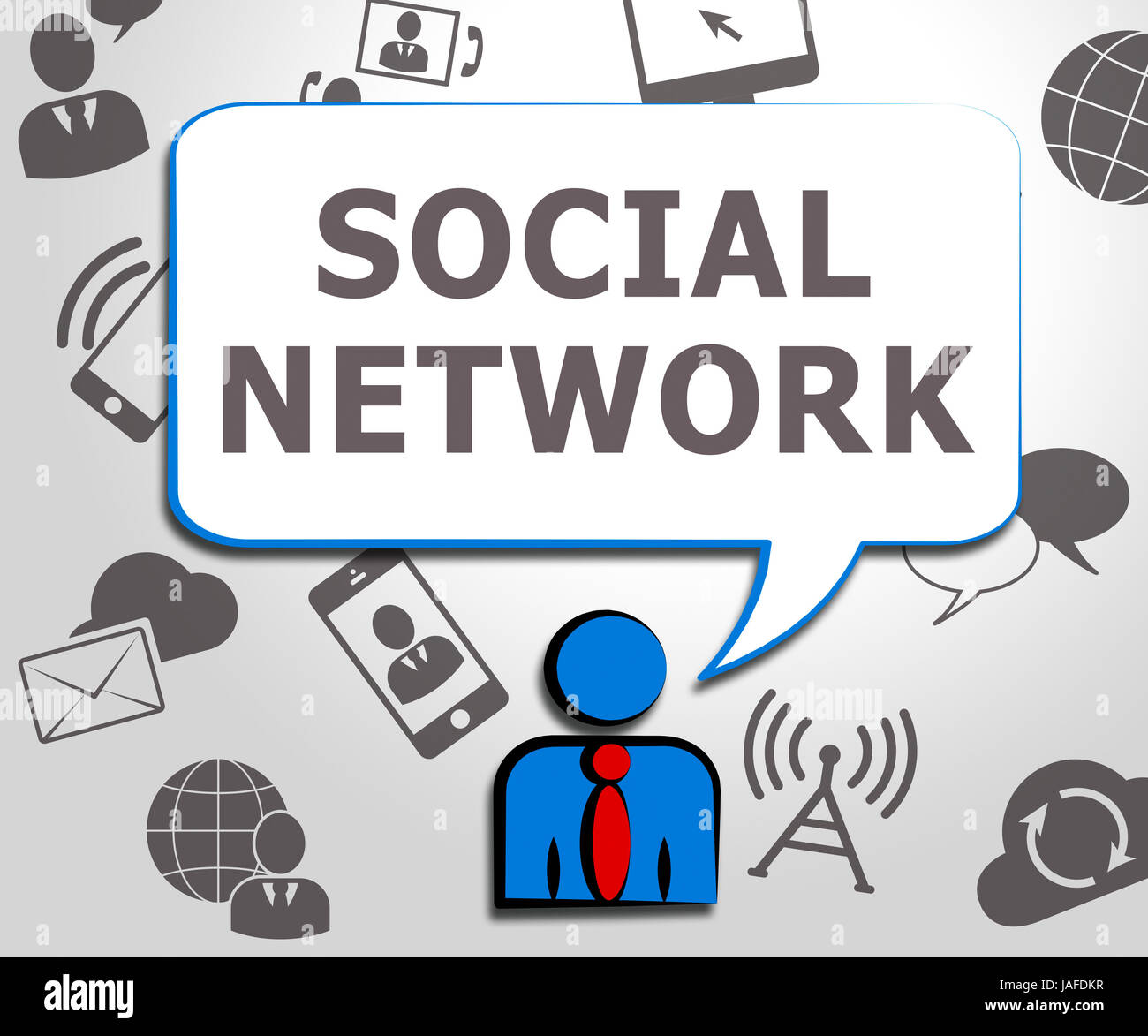 Social Network Icons Shows Virtual Interactions 3d Illustration Stock ...