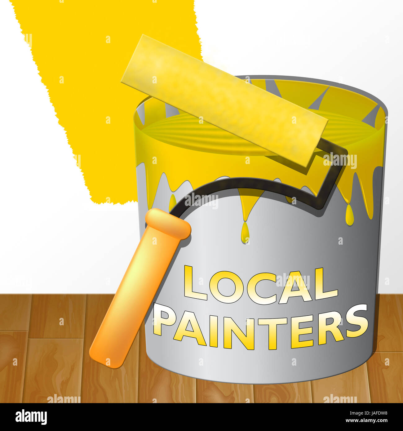 Local Painters Paint Showing Home Painting 3d Illustration Stock Photo ...