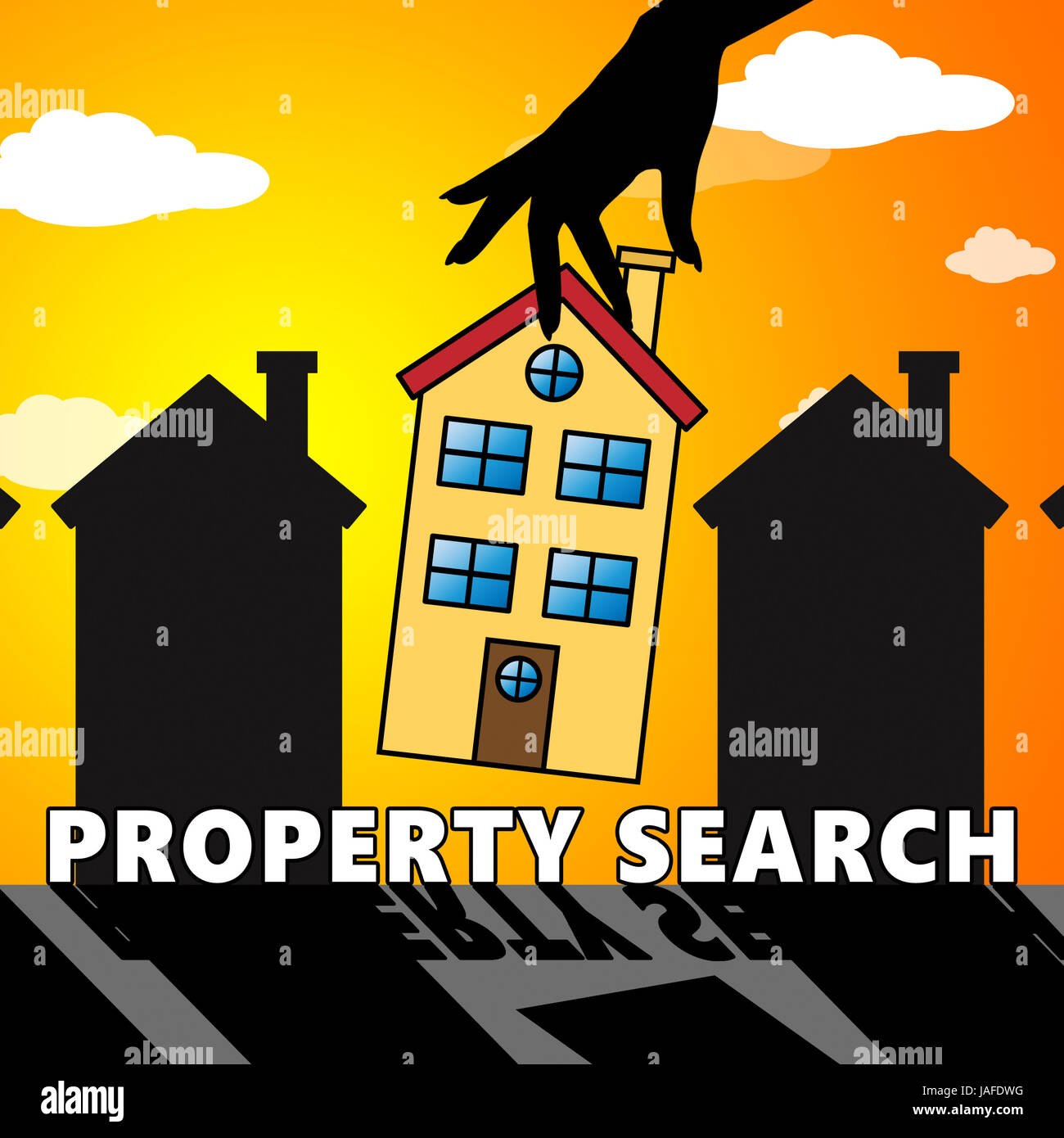 Property Search House Showing Find Property 3d Illustration Stock Photo ...