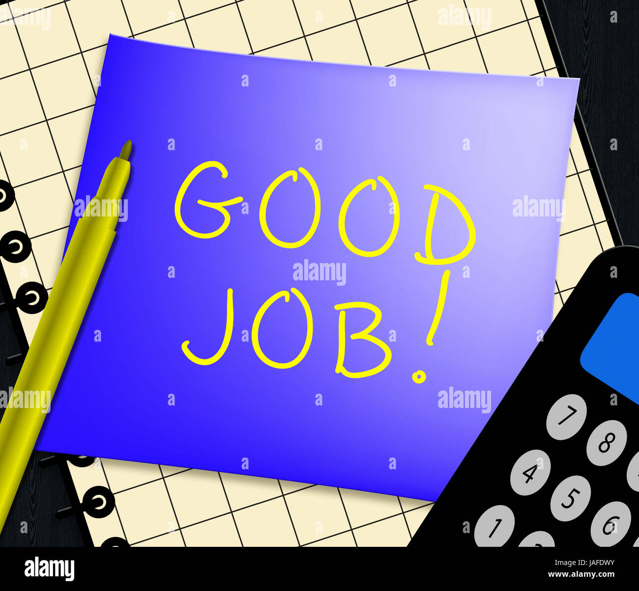 Good Job Note Displays Well Done 3d Illustration Stock Photo - Alamy