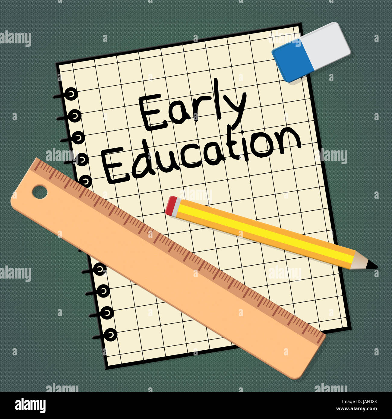 Early Education Notebook Represents Kids School 3d Illustration Stock ...