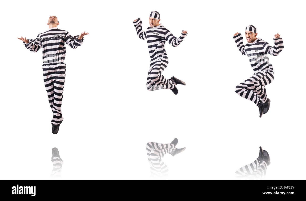 Convict criminal in striped uniform Stock Photo - Alamy