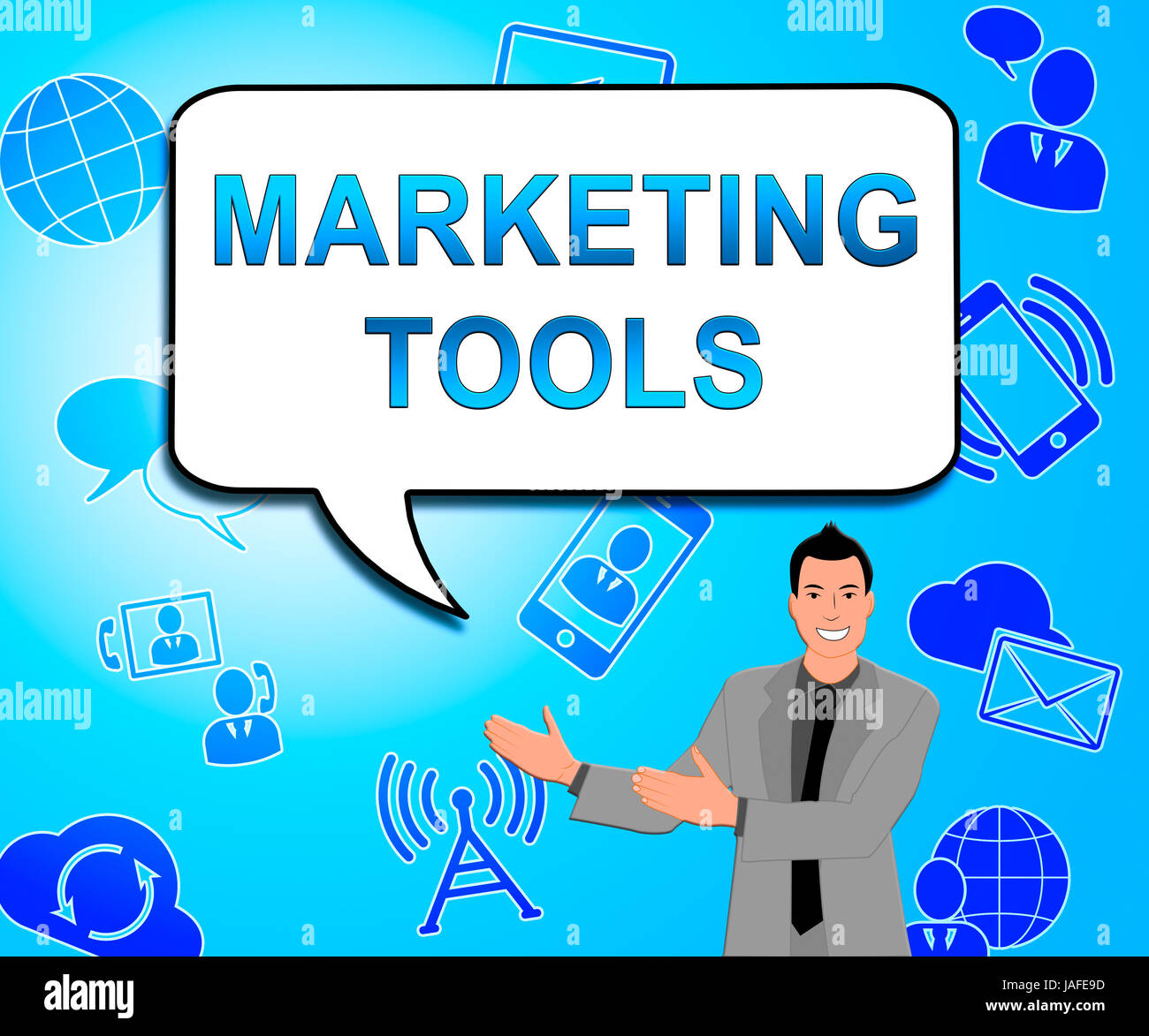 Marketing Tools Icons Shows Promotion Apps 3d Illustration Stock Photo ...