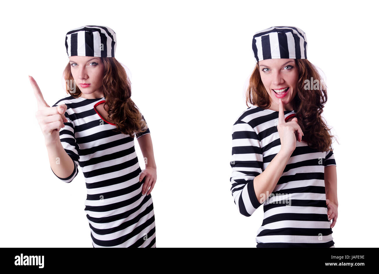 Convict criminal in striped uniform Stock Photo - Alamy
