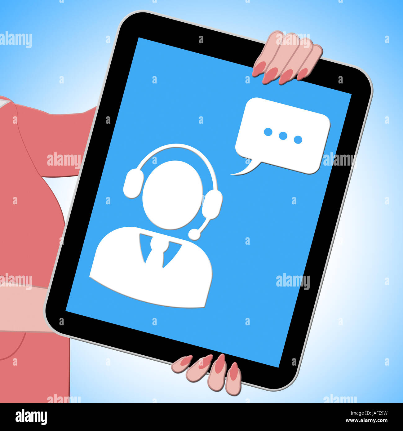 Voip Tablet Shows Voice Over Broadband 3d Illustration Stock Photo - Alamy