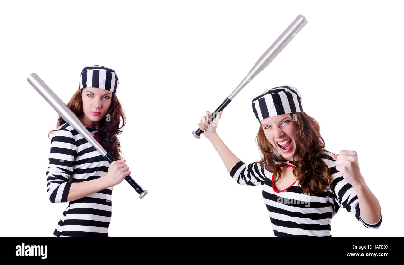 Convict criminal in striped uniform Stock Photo - Alamy