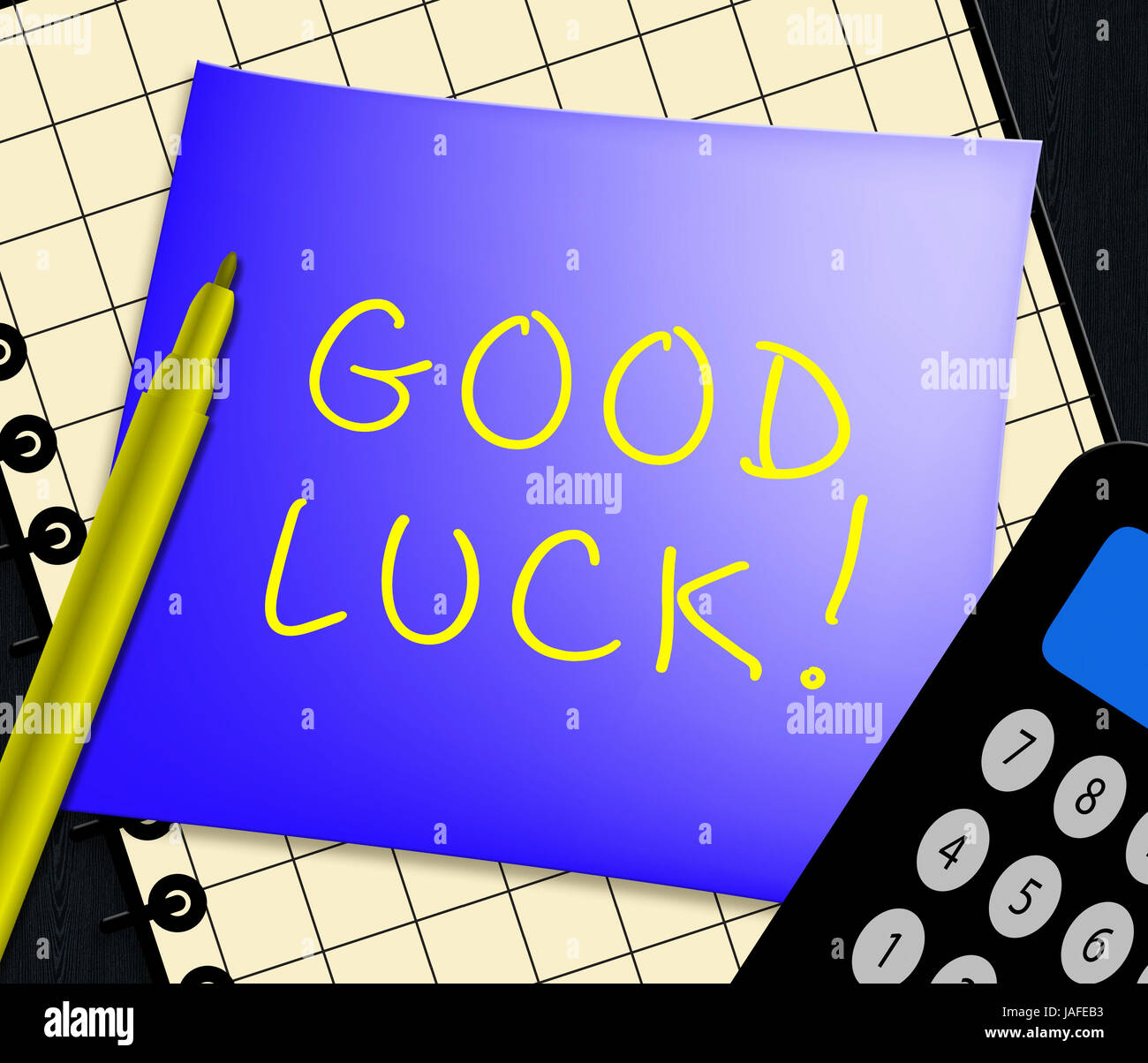 Good Luck Message Note Displays Fortune 3d Illustration Stock Photo - Alamy