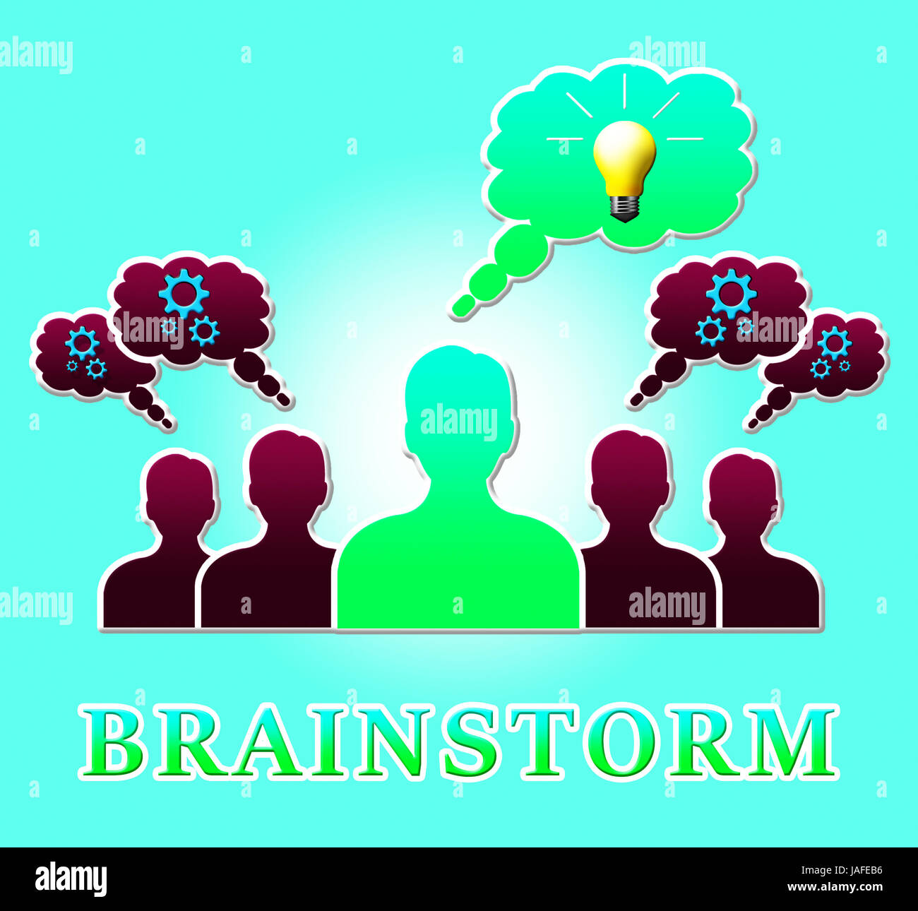 Brainstorm Light People Means Dream Up 3d Illustration Stock Photo - Alamy
