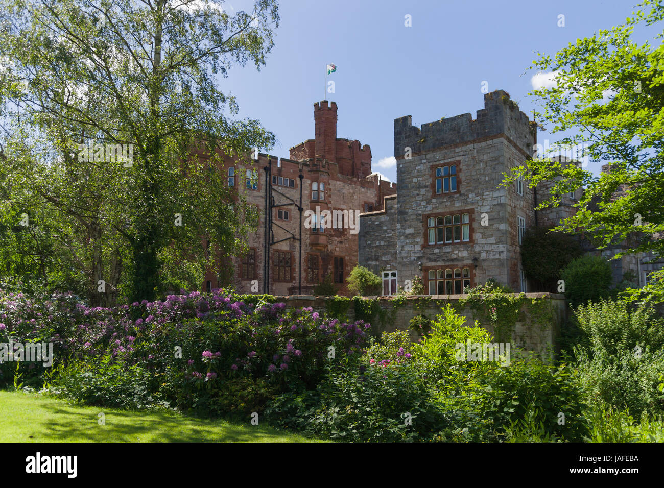 Ruthin Castle hotel and gardens built in the late 13th century by ...