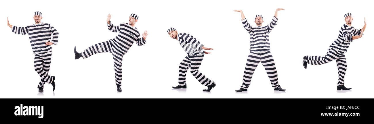 Convict criminal in striped uniform Stock Photo - Alamy