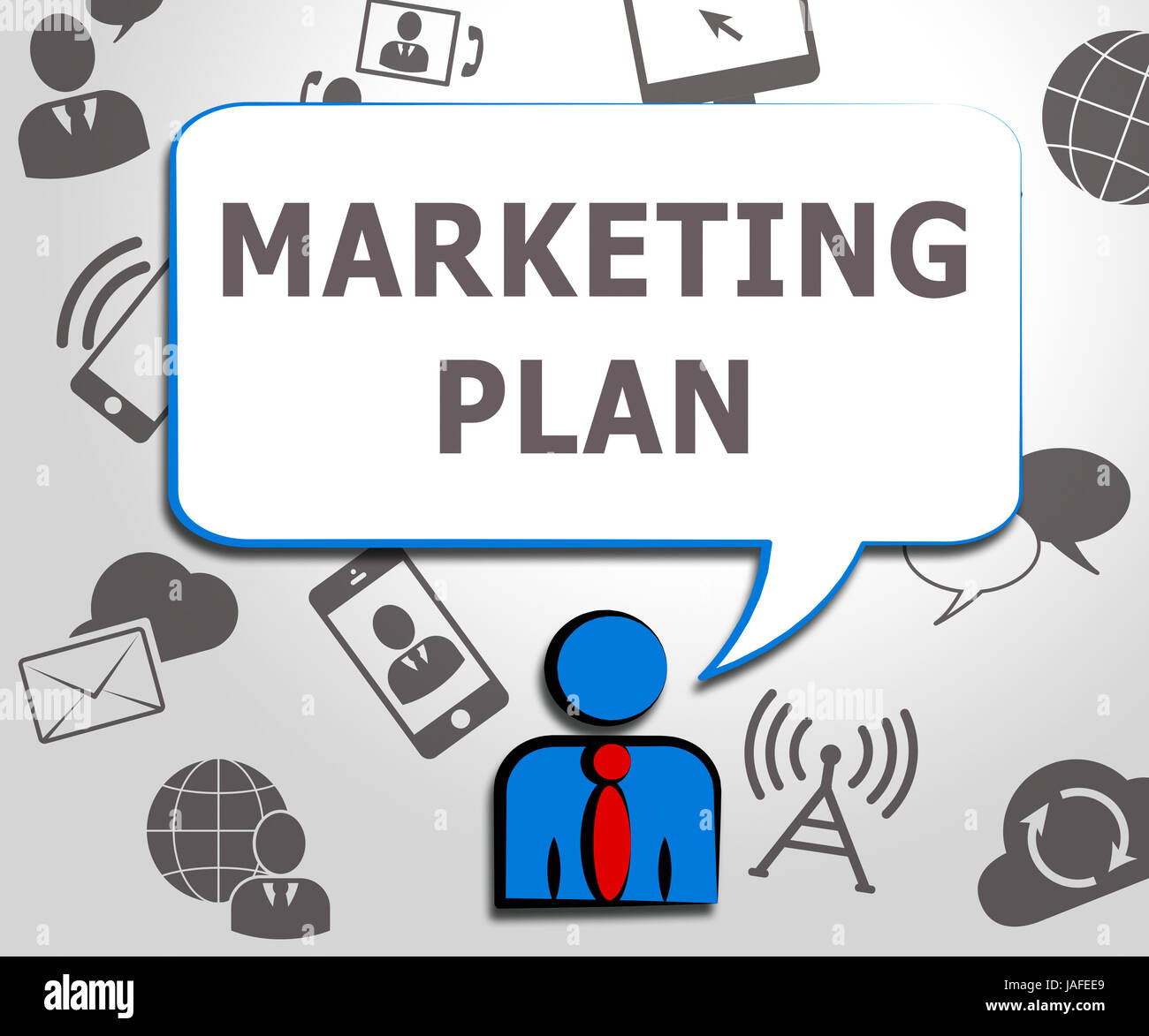 Marketing Plan Icons Shows Emarketing Scheme 3d Illustration Stock ...