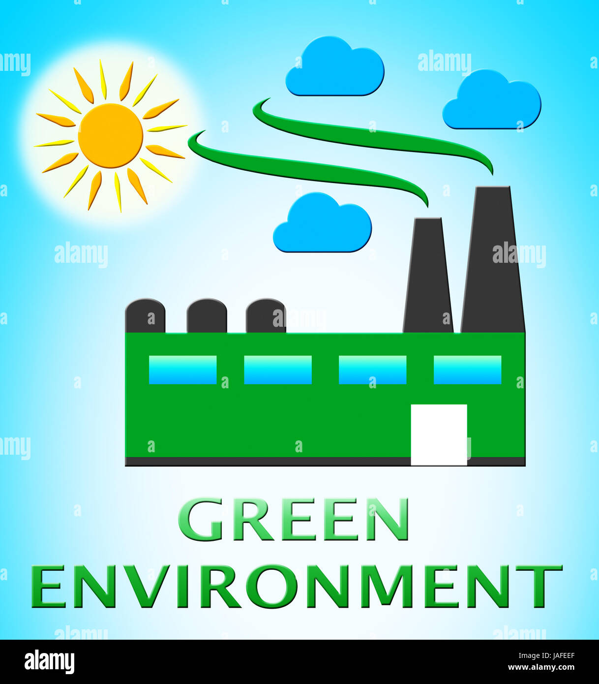 Green Environment Factory Represents Ecology 3d Illustration Stock ...