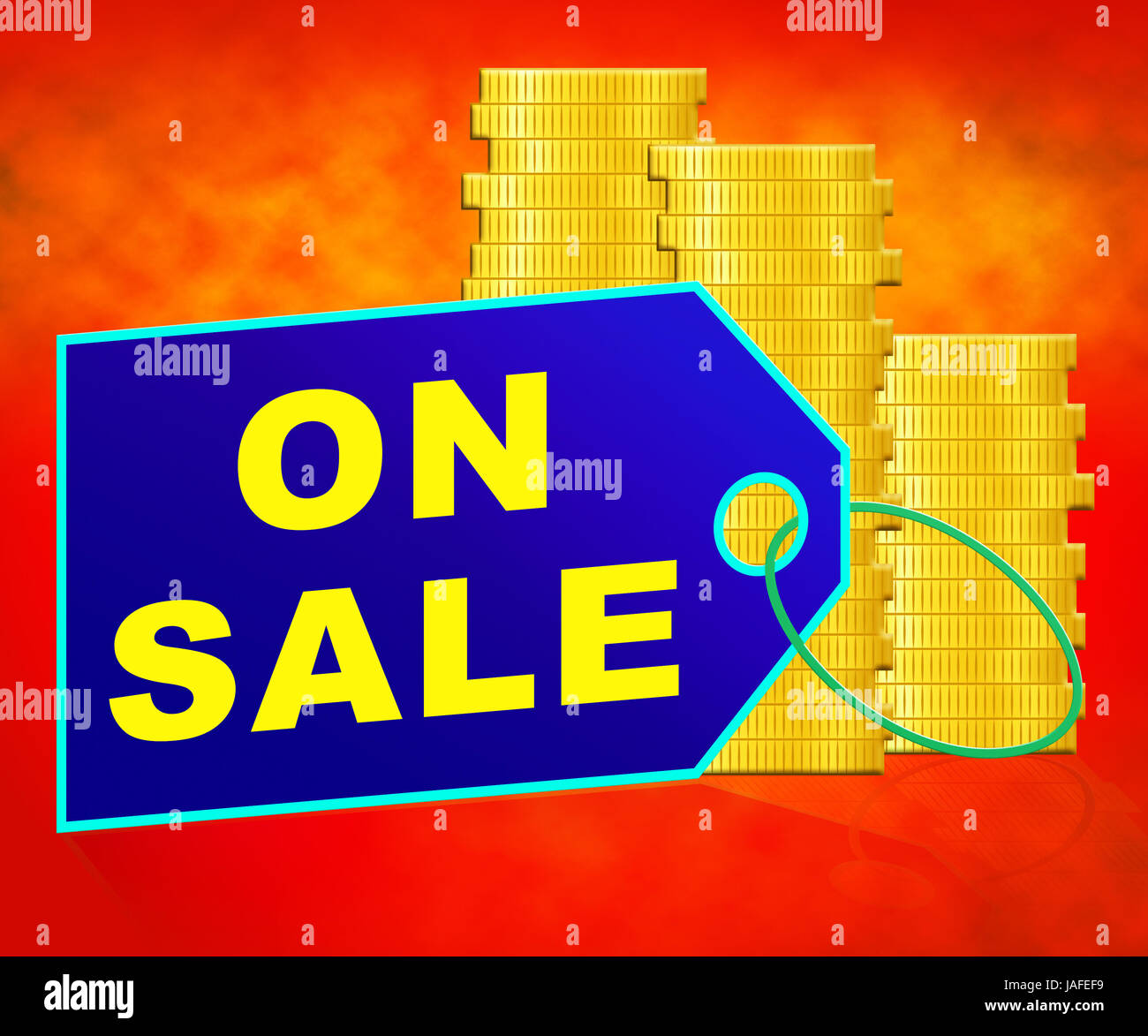 On Sale Coins Indicates Offers Promotional 3d Illustration Stock Photo ...