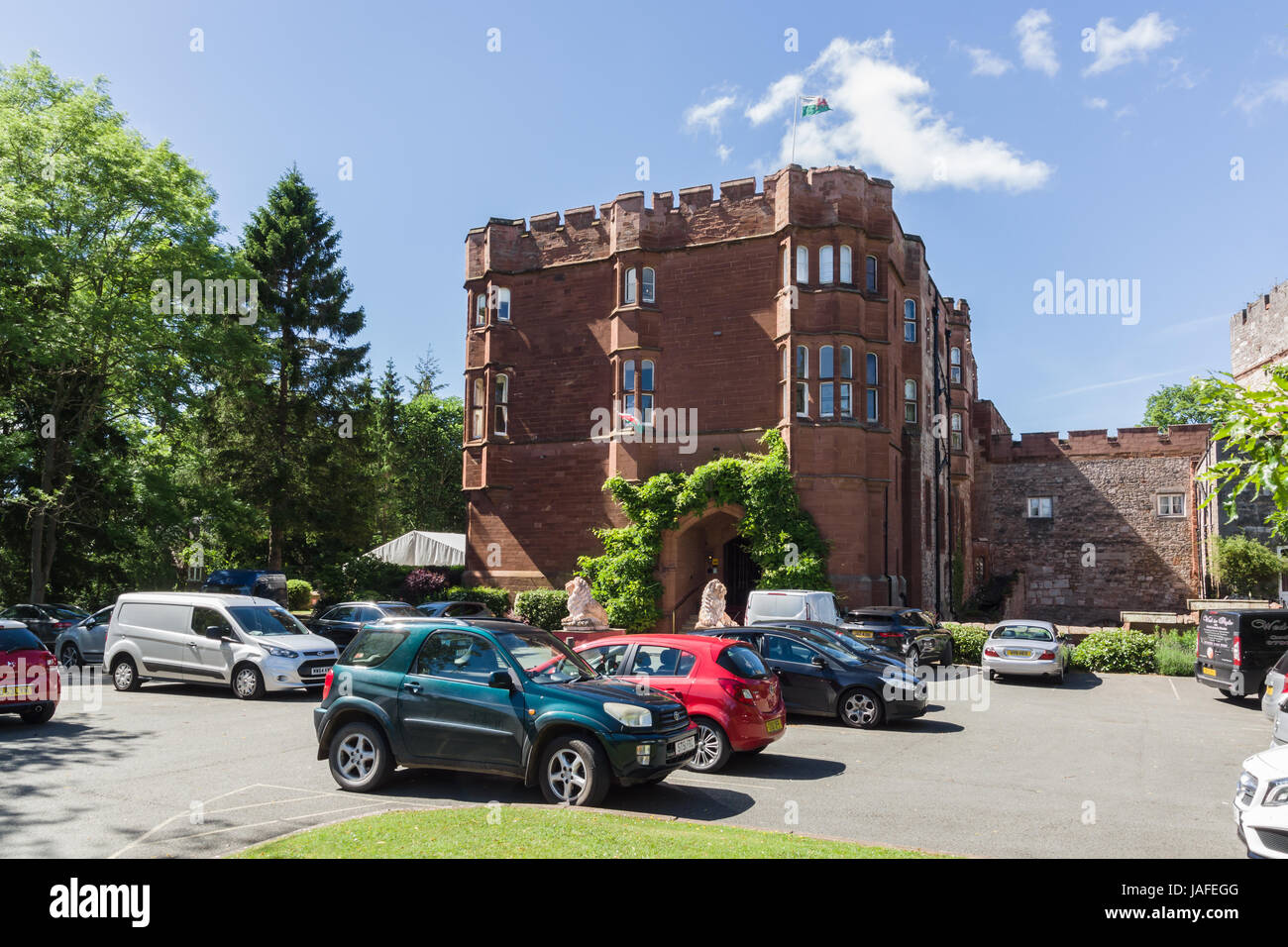 Ruthin Castle hotel and gardens built in the late 13th century by ...