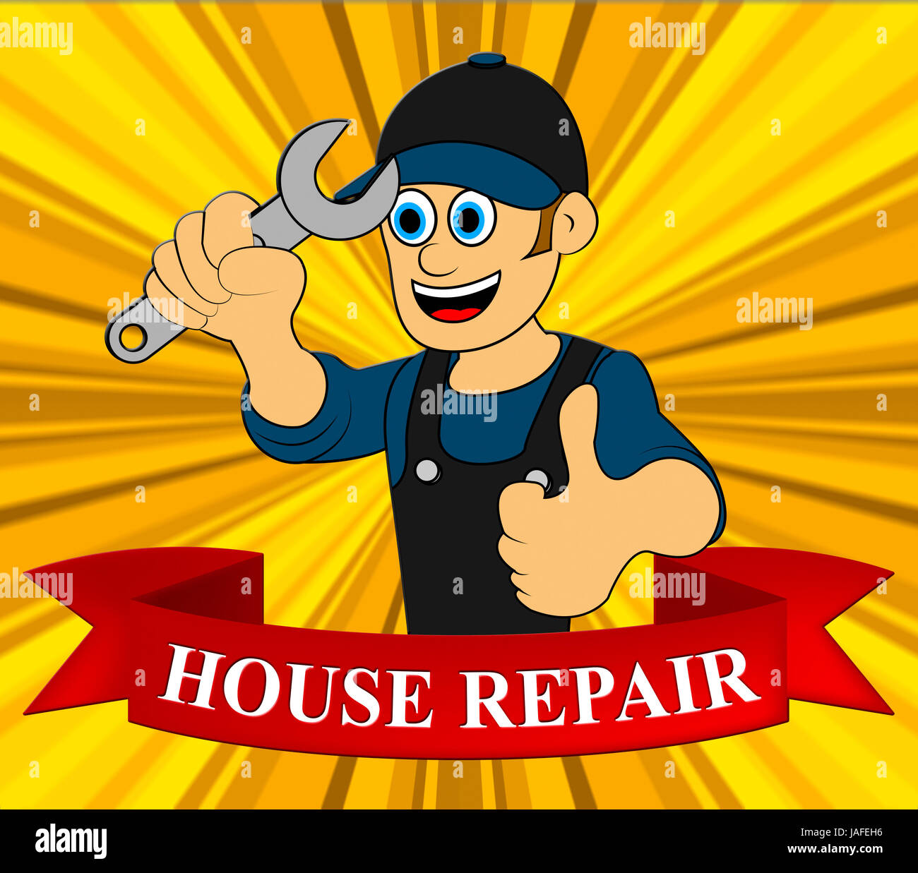 House Repair Man Displaying Fixing House 3d Illustration Stock Photo ...