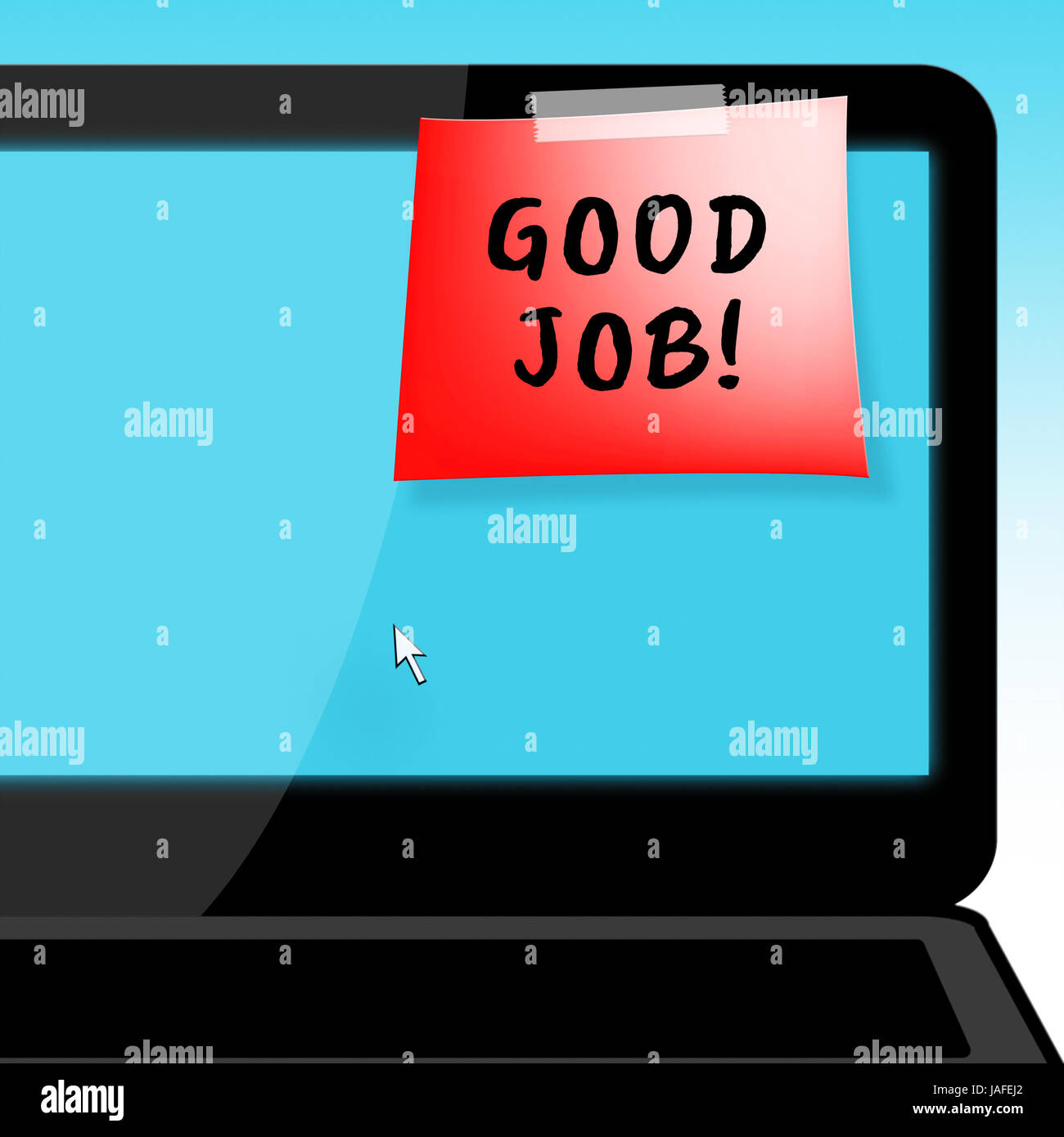 Good Job Laptop Message Means Well Done 3d Illustration Stock Photo - Alamy