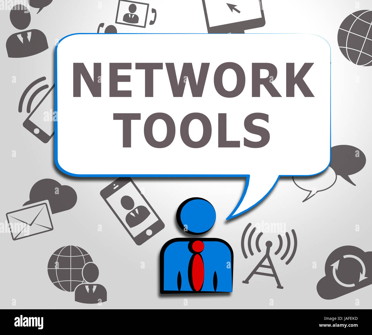 Network Tools Icons Shows Networking Programs 3d Illustration Stock ...