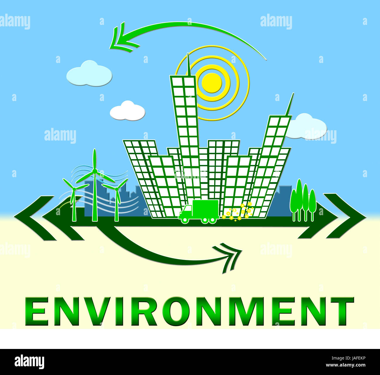 Environment Town Means Eco Friendly And Green 3d Illustration Stock ...
