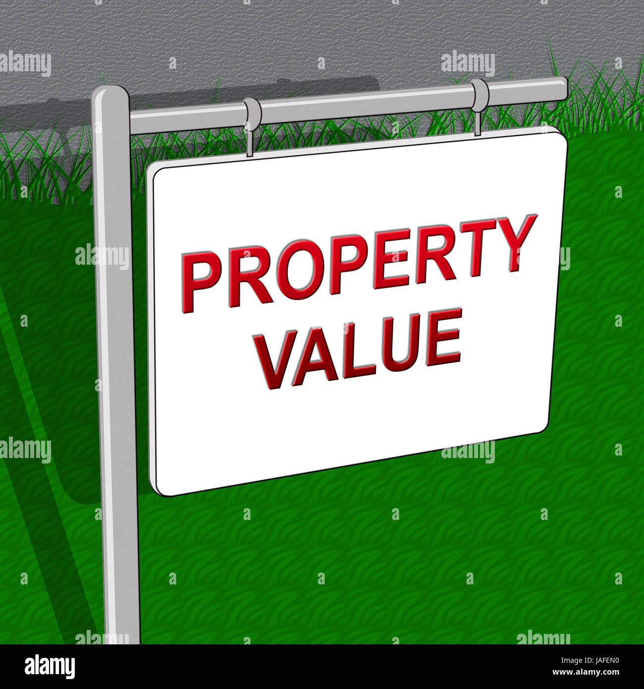 Property Value Indicating House Prices 3d Illustration Stock Photo - Alamy