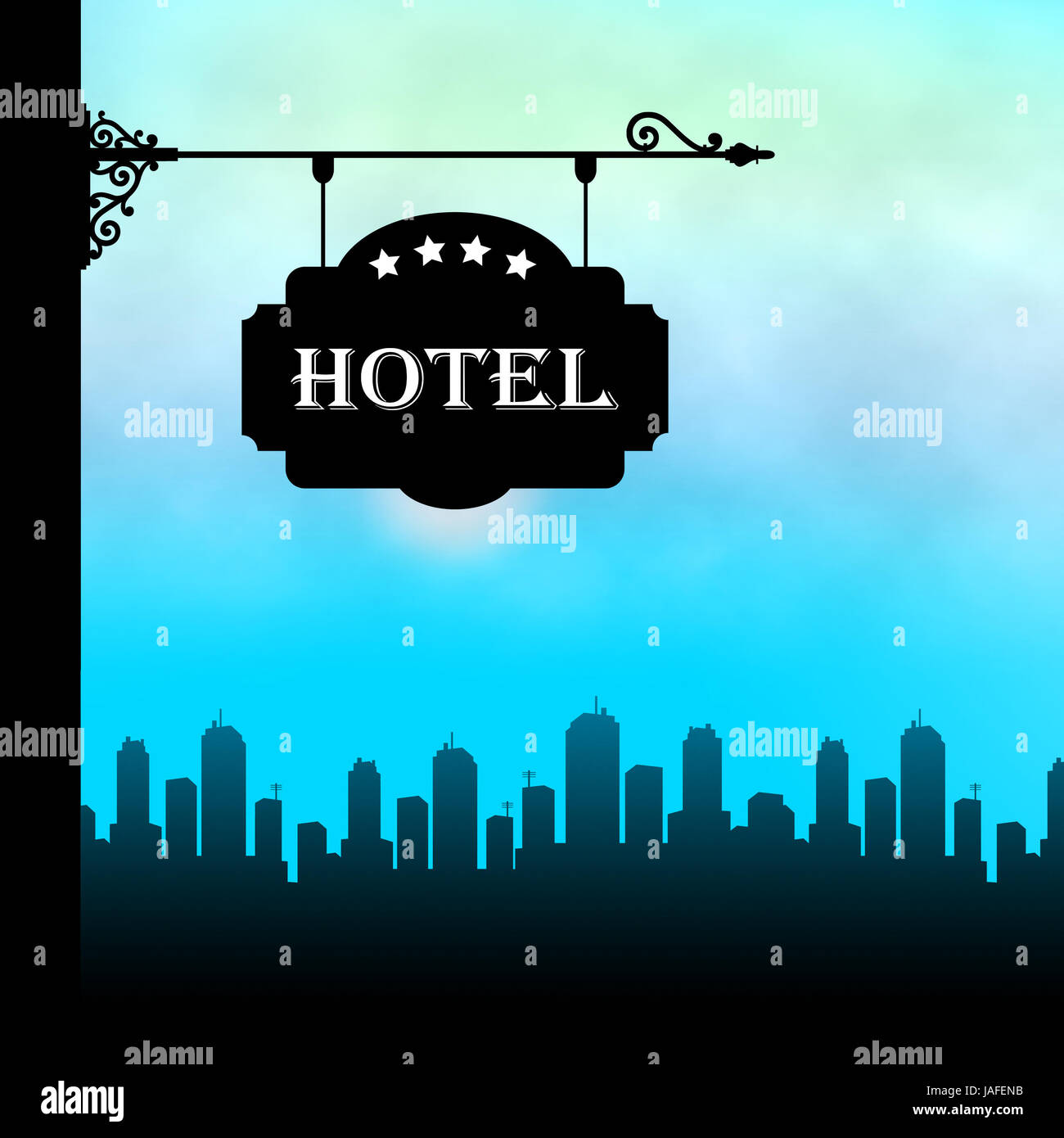 Hotel Lodging Sign Shows City Accomodation 3d Illustration Stock Photo ...