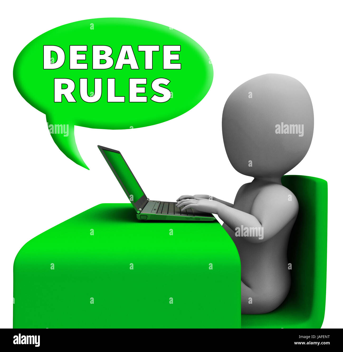 Debate Rules Man With Laptop Displays Dialog Guide 3d Rendering Stock ...