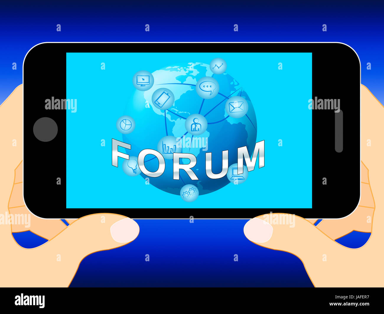 Forum Icons Mobile Phone Representing Social Media 3d Illustration ...