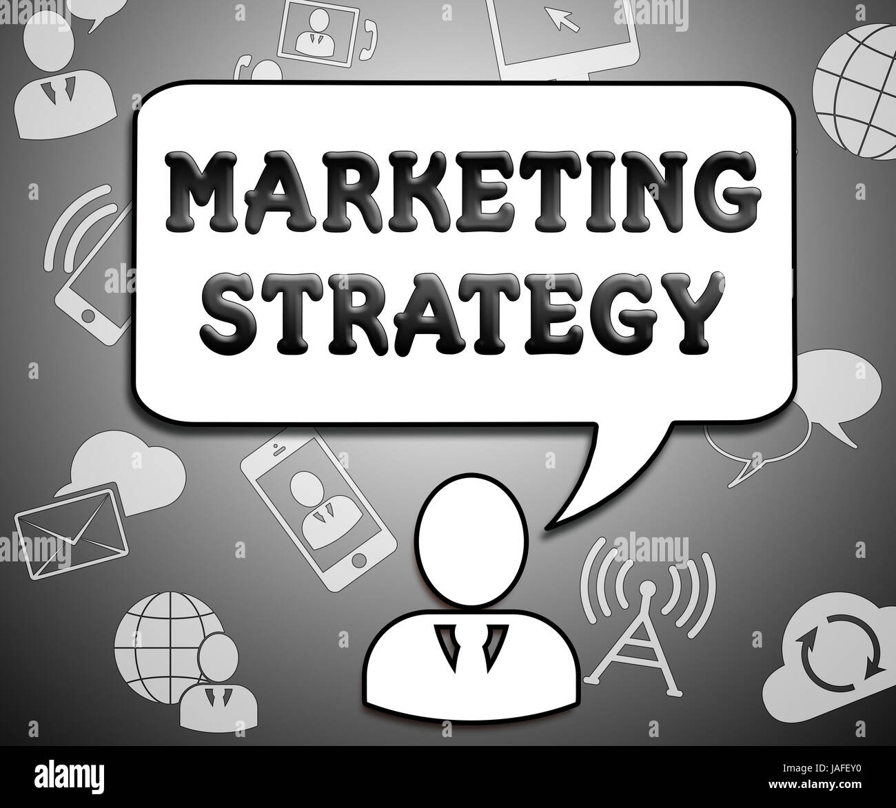 Marketing Strategy Icons Shows Market Plans 3d Illustration Stock Photo ...