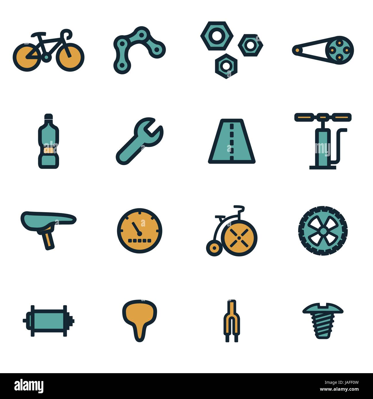 Vector flat bicycle icons set on white background Stock Vector Image ...