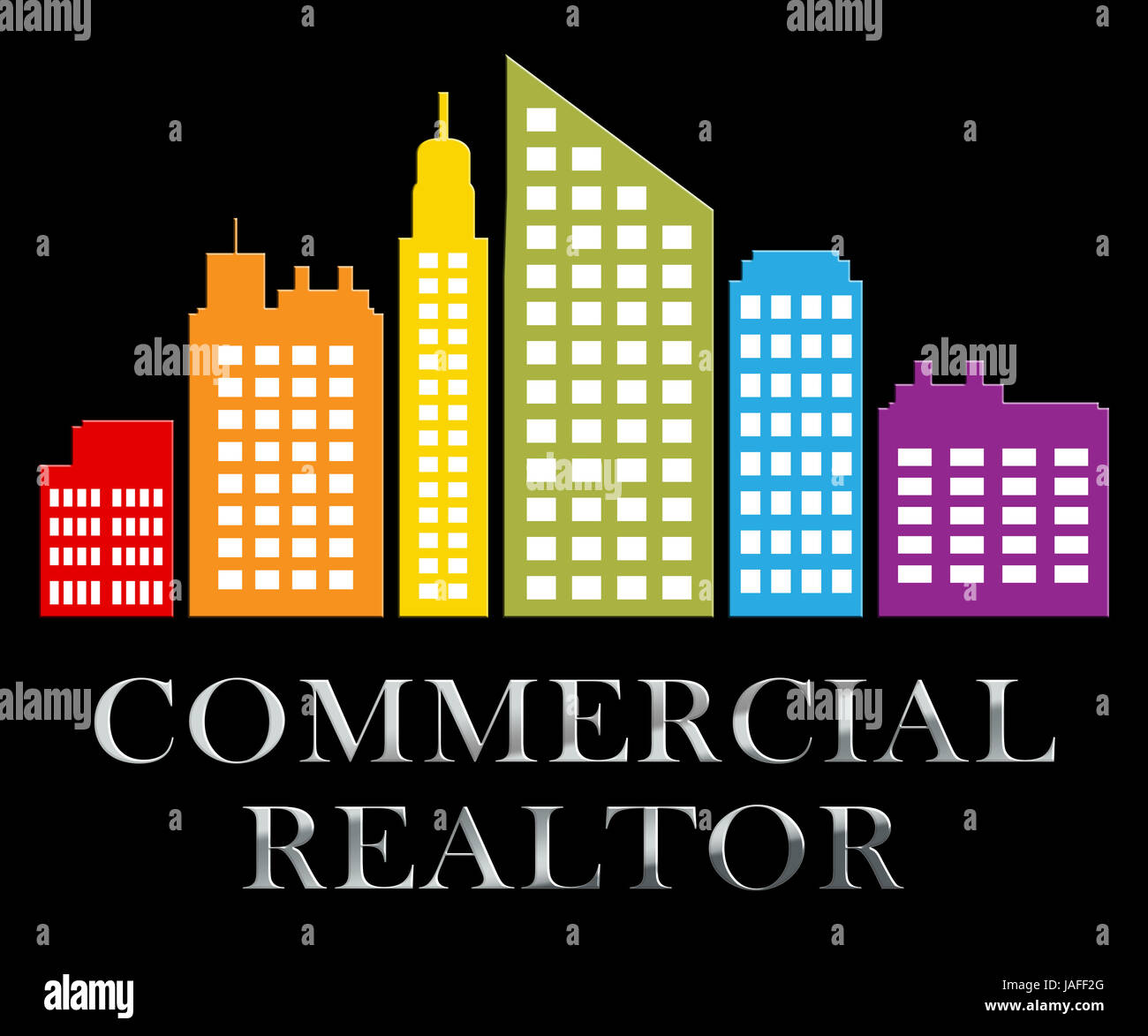 Commercial Realtor Skyscrapers Describes Real Estate Sale 3d ...