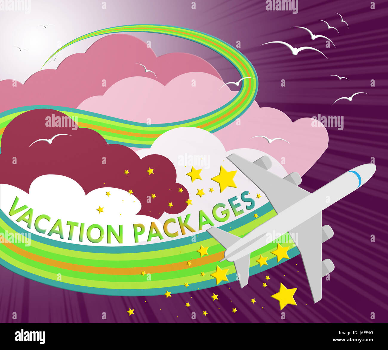 Vacation Packages Plane Means All Inclusive Getaways 3d Illustration ...