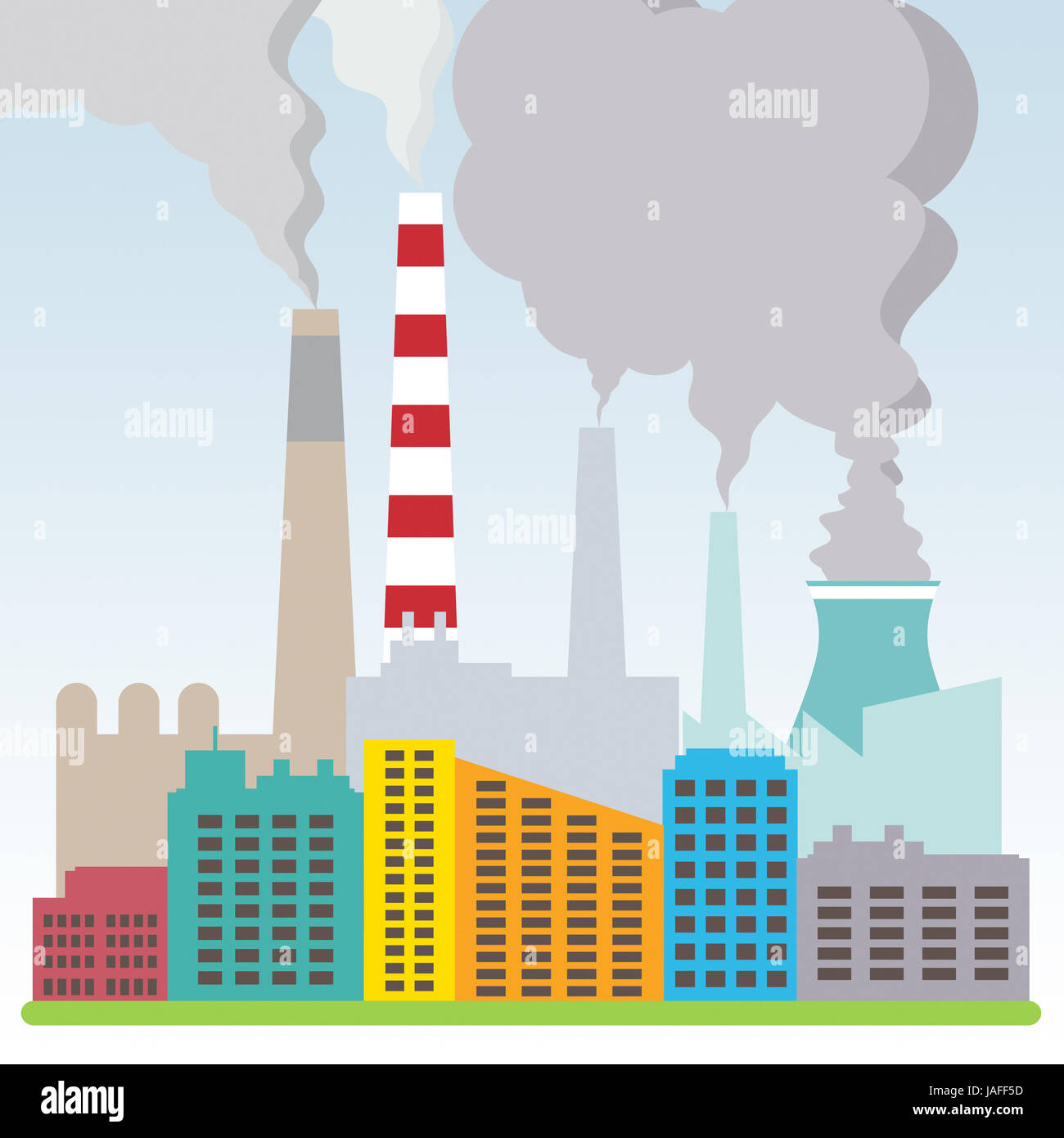 Polluted Factory Shows Refinery Smog Pollution 3d Illustration Stock ...